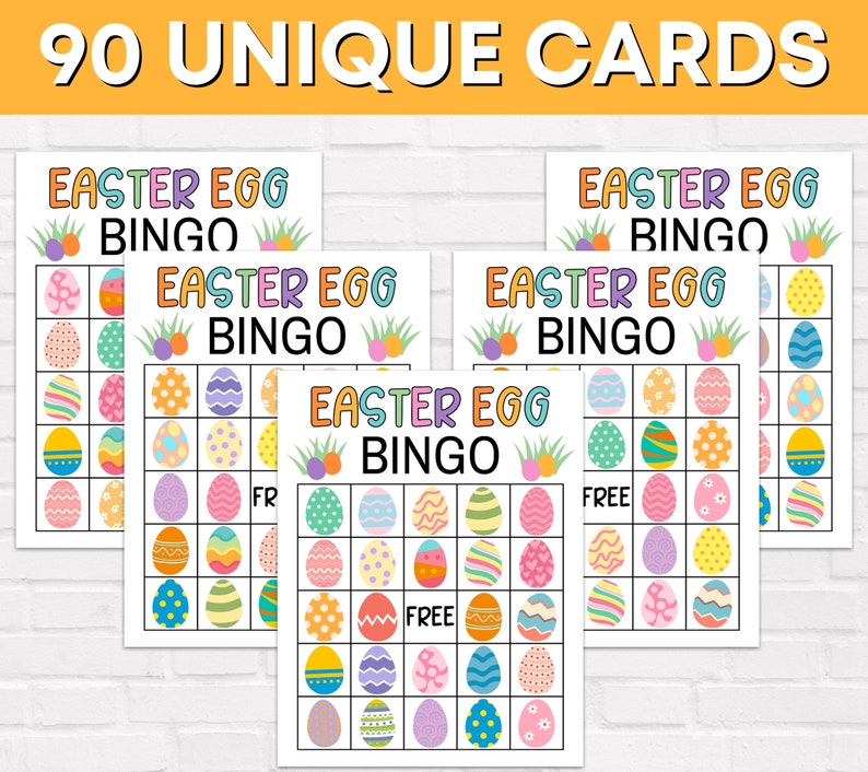 90 Easter Bingo Cards Printable Game, Easter Bingo Boards Activity for ...