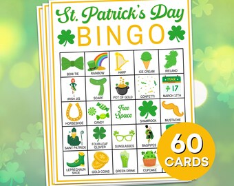 50 St Patricks Day Bingo Cards Game Printable, St Patrick Bingo Boards ...