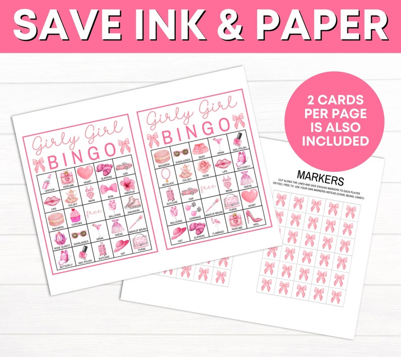 120 Girly Pink Aesthetic Bingo Cards Printable Game, Pink Girl Coquette ...