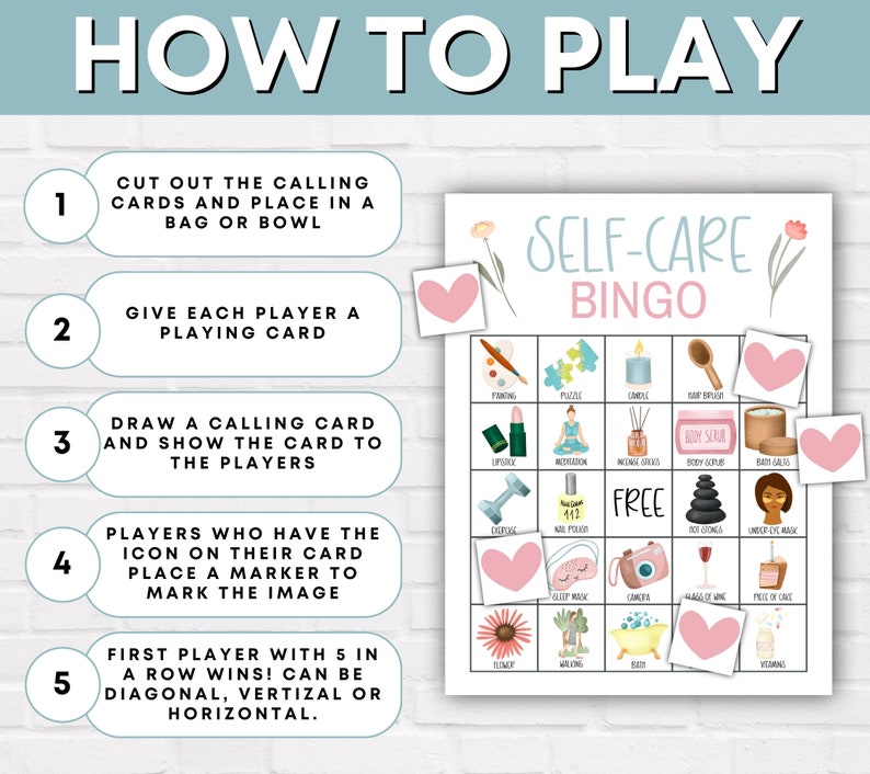 30 Self Care Bingo Game Cards Printable, Selfcare Spa Day Bingo Boards ...