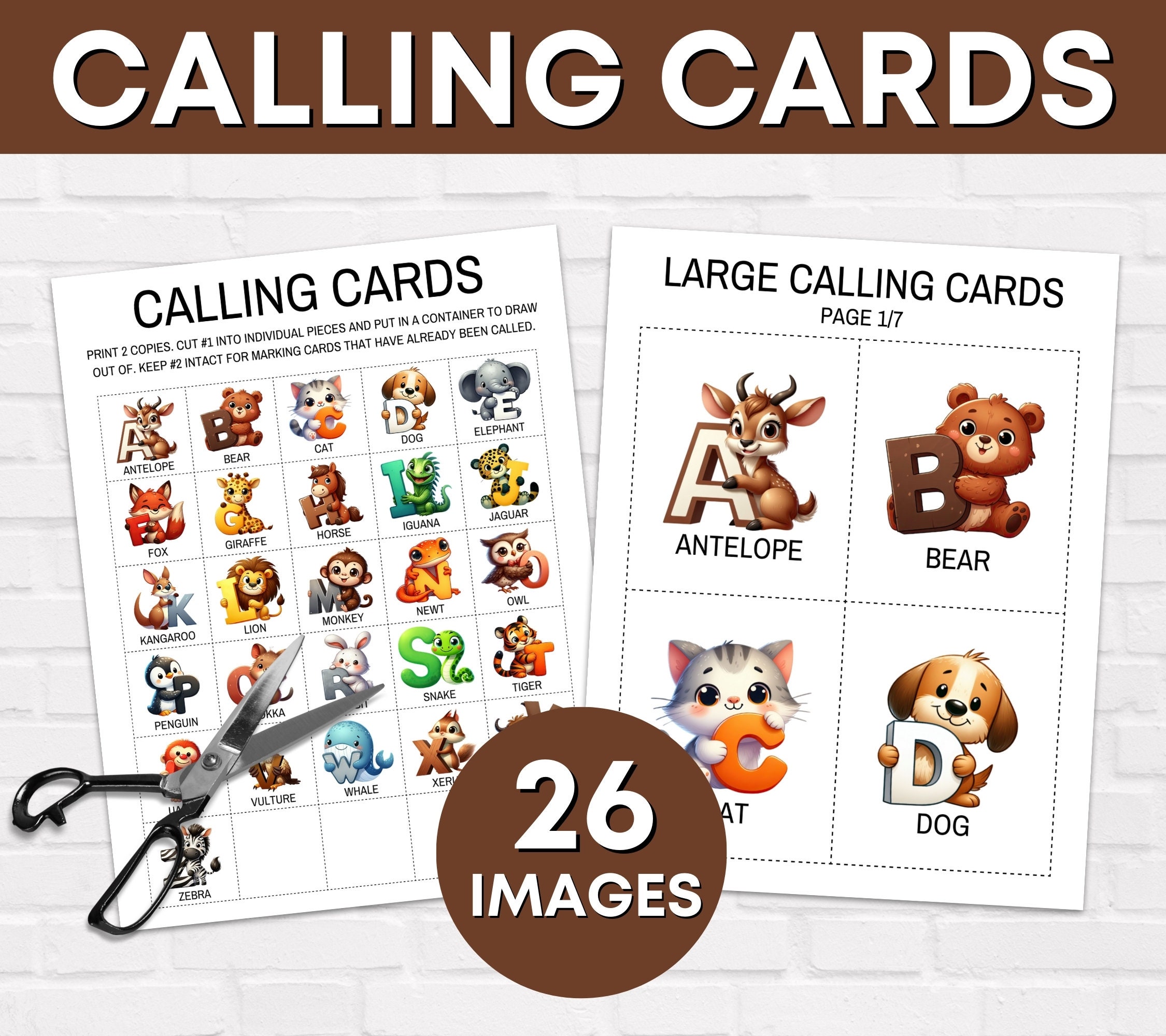 30 Animal Alphabet Bingo Cards Game, Animal Alphabet Bingo Boards for ...