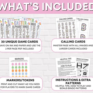 30 Easter Alphabet Bingo Game Cards Printable, Easter Party Game ...