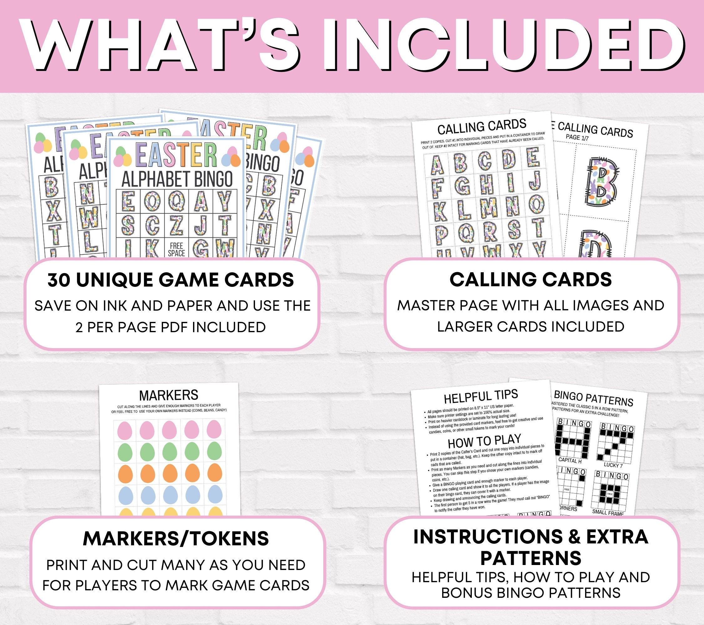 30 Easter Alphabet Bingo Game Cards Printable, Easter Party Game ...