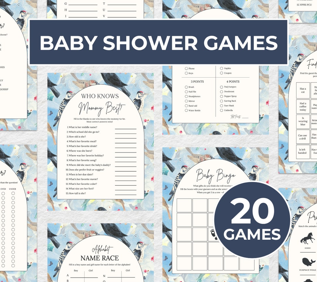Bird Baby Shower Games Printable Bundle, Bird Themed Baby Shower Party ...