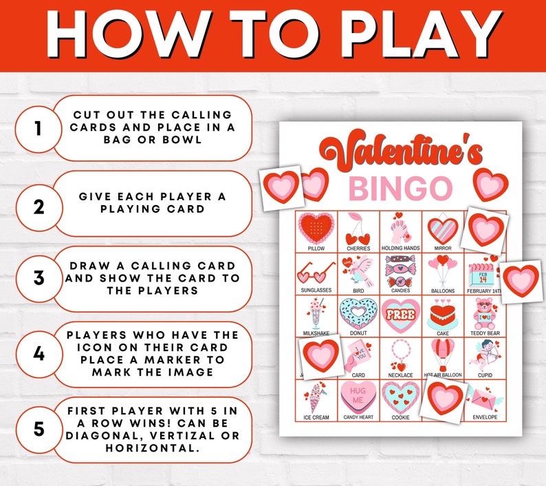 60 Valentines Bingo Game Cards Printable, Valentine's Day Bingo Cards ...