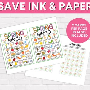 90 Spring Bingo Cards Printable Game, Spring Bingo Kids Classroom ...