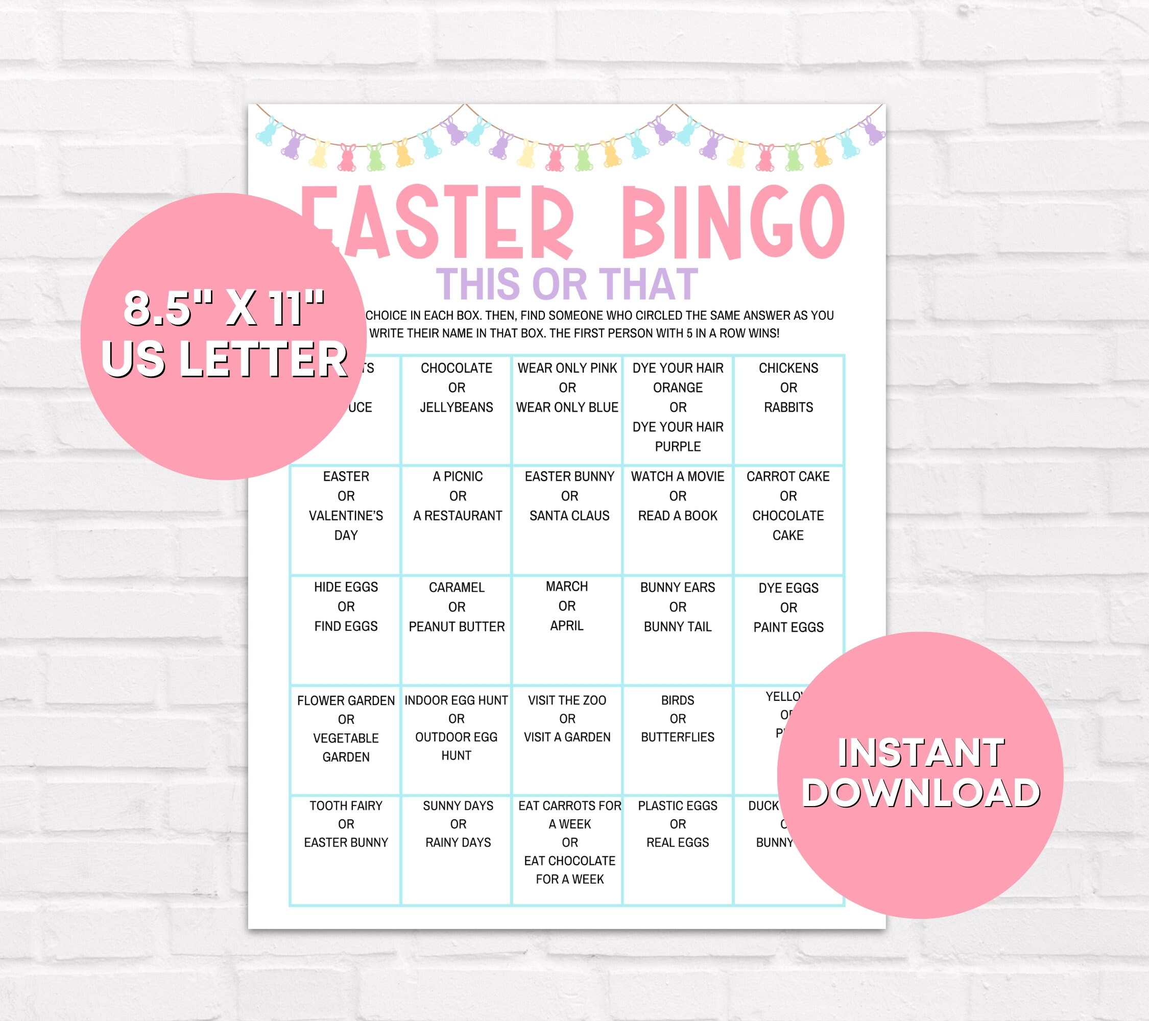 Easter Bingo This or That Game, Easter Party Mingle Icebreaker Would ...