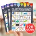 120 School Classroom Bingo Cards Printable Game, First Day Back to ...
