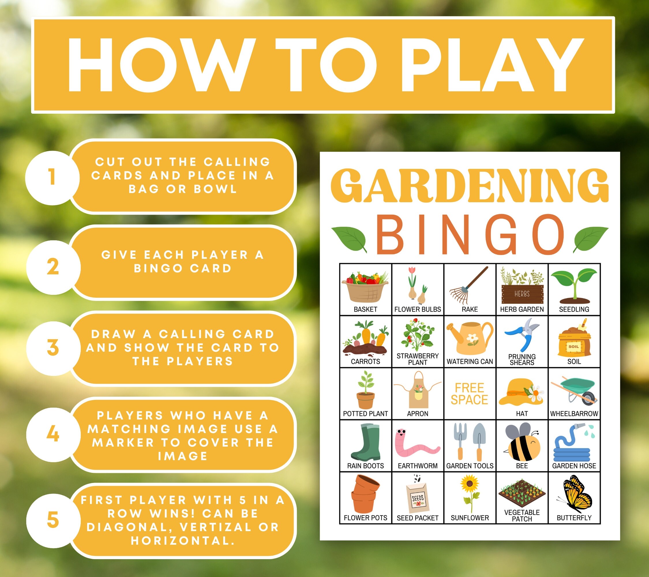 30 Gardening Bingo Cards Printable Game, Gardening Club Bingo Activity ...