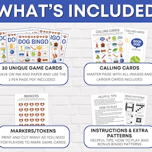 30 Dog Bingo Cards Printable Game, Puppy Dog Bingo Cards Game, Dog ...