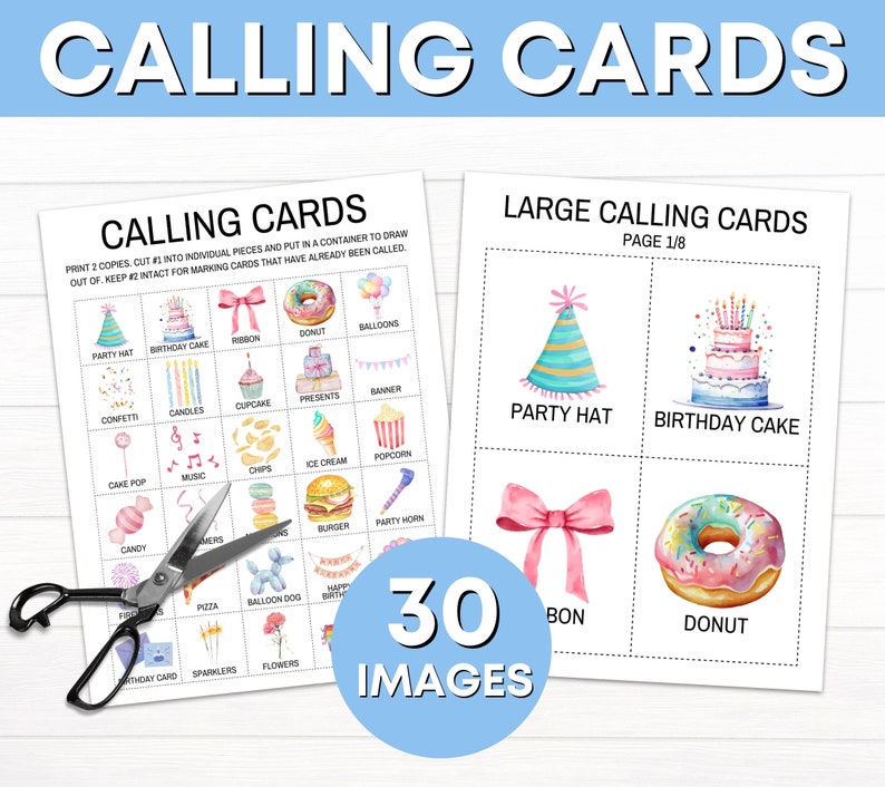 30 Birthday Bingo Cards Printable Game, Pastel Kids Birthday Bingo Boards Party Game, Girls ...