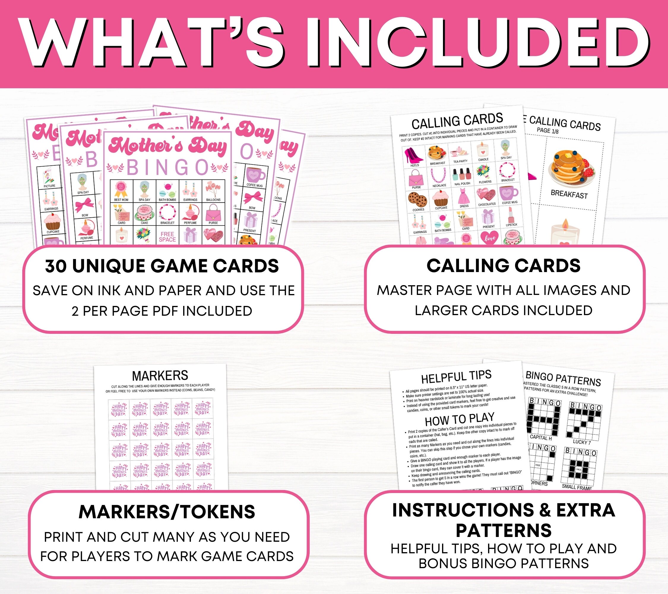 30 Mother's Day Bingo Cards Printable Game, Mothers Day Party Brunch ...