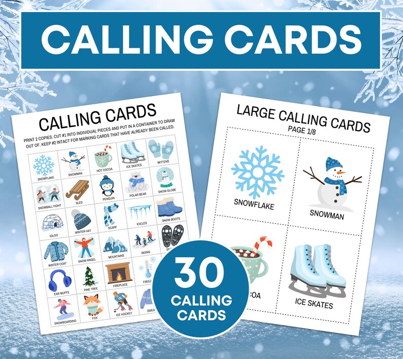 60 Winter Bingo Cards Printable Game,winter Bingo Board Activity for ...
