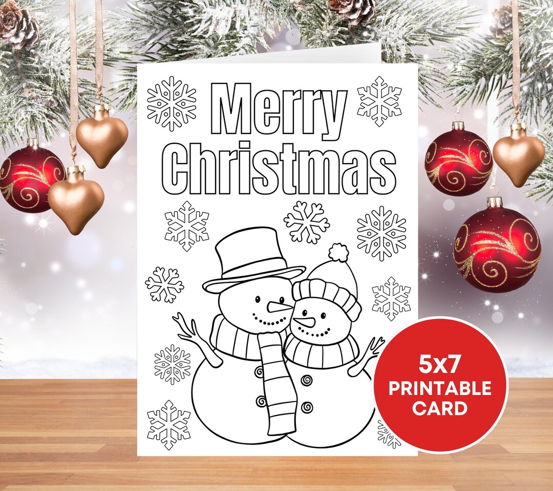 Printable Christmas Coloring Card,christmas Holiday Card Coloring ...
