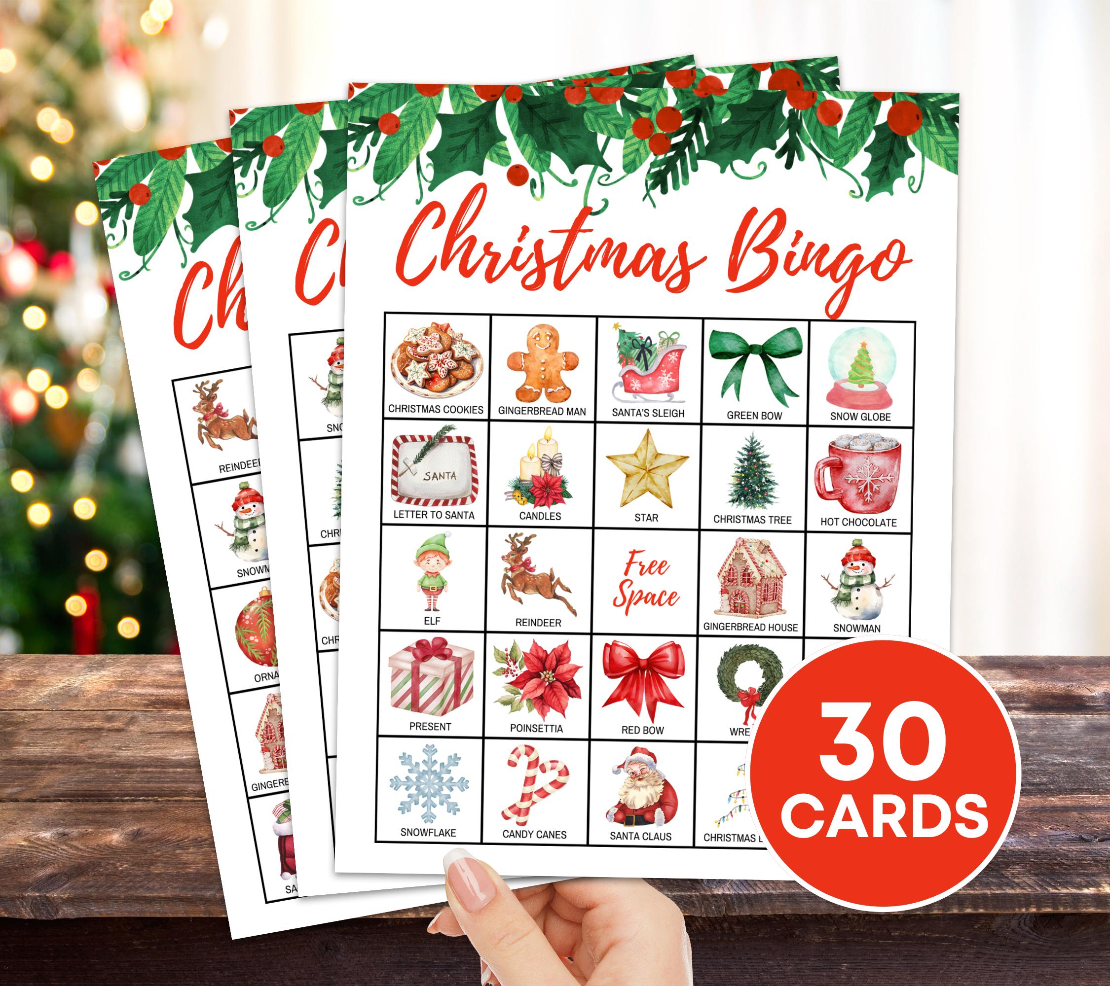 30 Christmas Bingo Card Printable Game,christmas Bingo Board,christmas ...