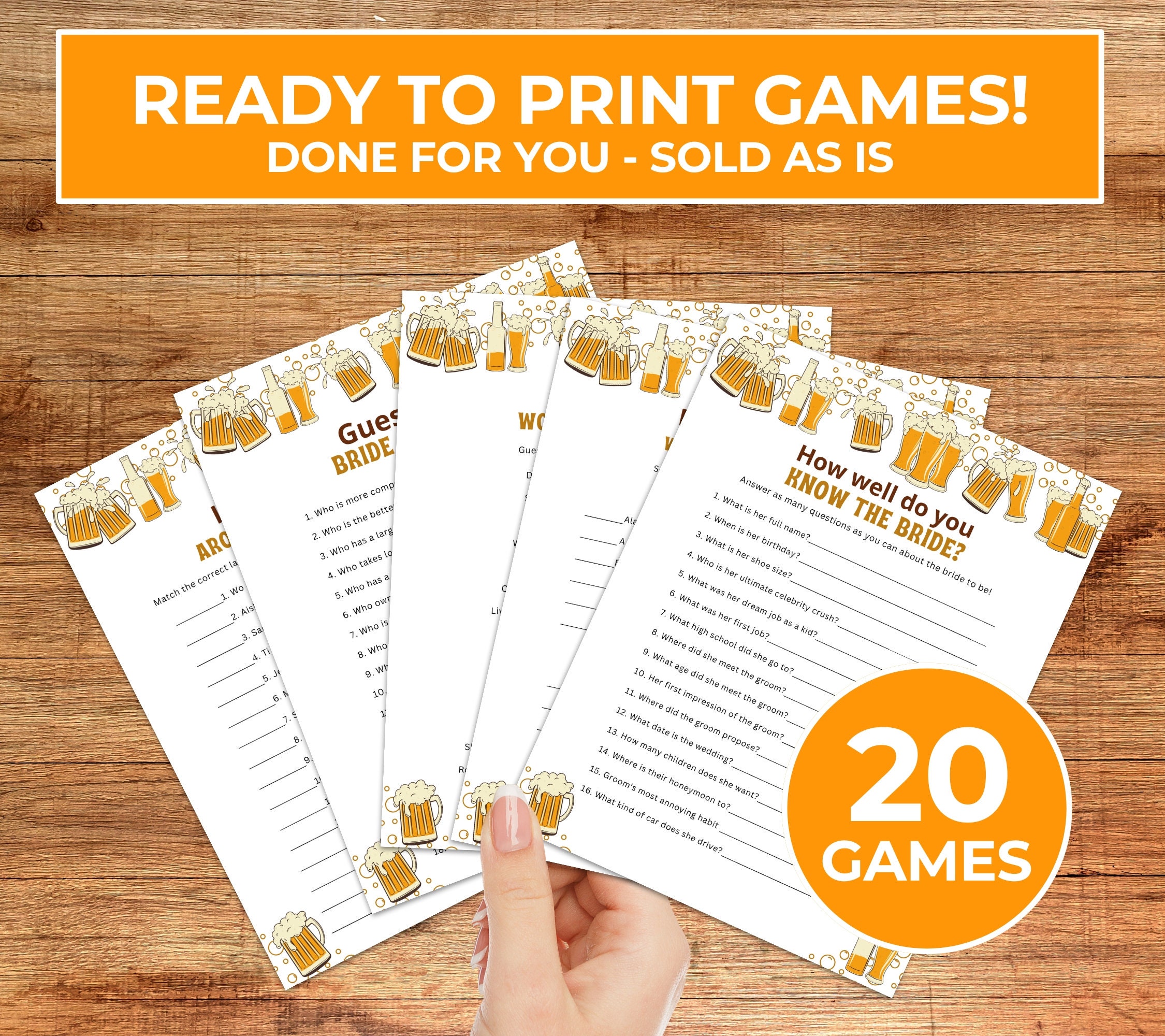 Brewery Bridal Shower Games Printable Bundle, Beer Brewery Bridal ...