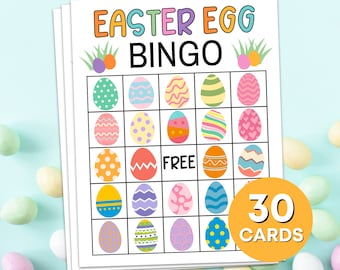 30 Easter Bingo Cards Printable Game, Easter Bingo Boards Activity for ...