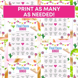 Last Fiesta Bachelorette Bingo Game Printable, Mexican Fiesta Bingo ...
