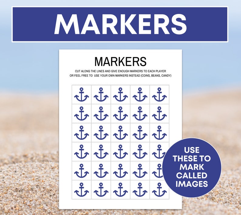 120 Ahoy Nautical Baby Shower Bingo Cards Printable Game, Baby Boy ...