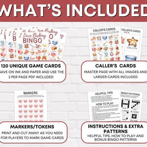 120 Baking Bingo Game Cards Printable, Baking Birthday Party Bingo ...