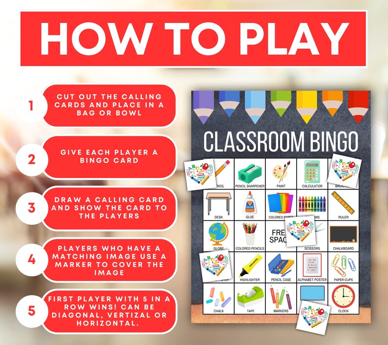 120 School Classroom Bingo Cards Printable Game, First Day Back to ...