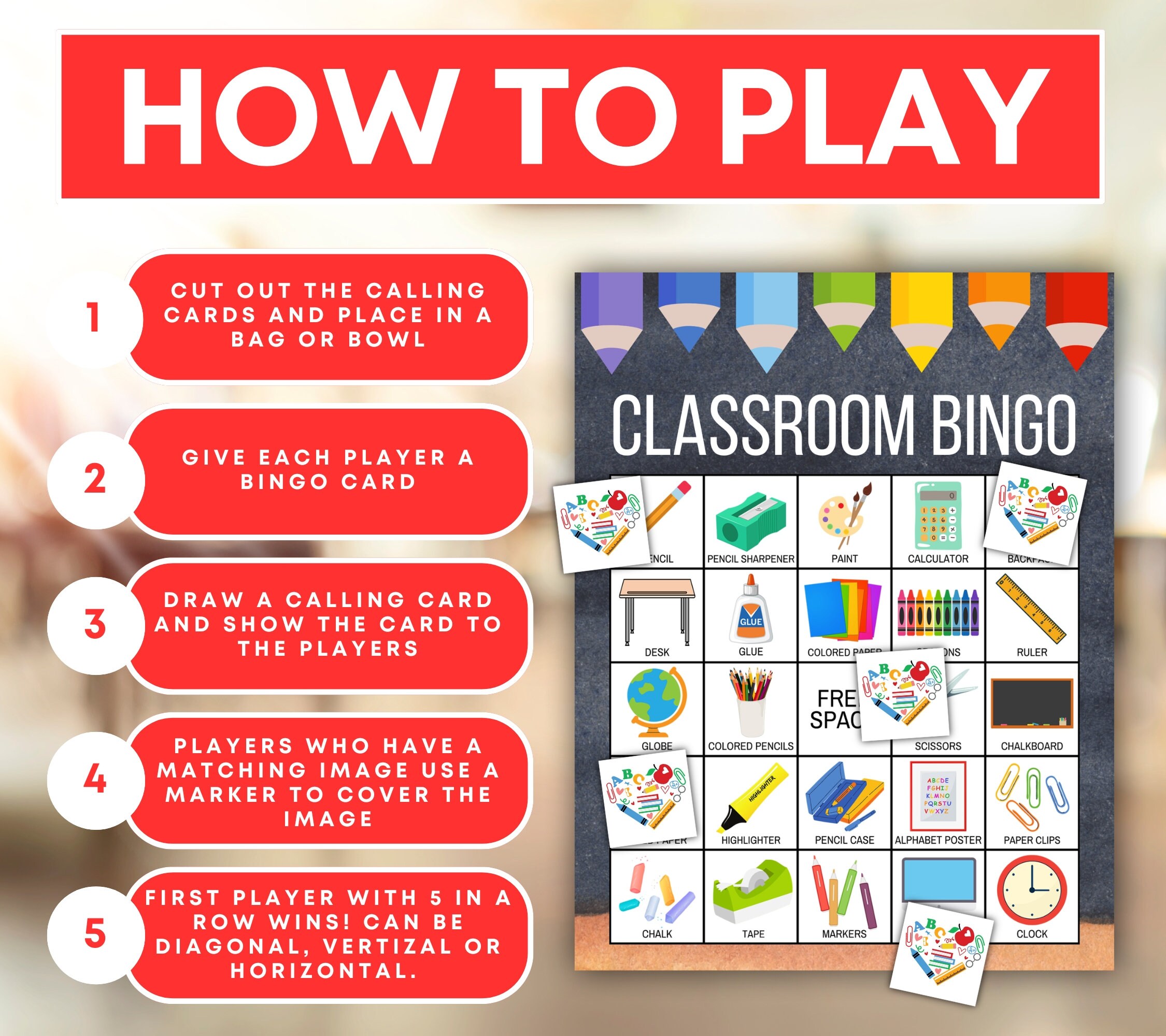 120 School Classroom Bingo Cards Printable Game, First Day Back to ...