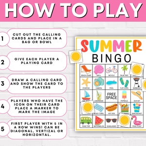 30 Summer Bingo Cards Printable Game, Summer Birthday Party Bingo Game ...