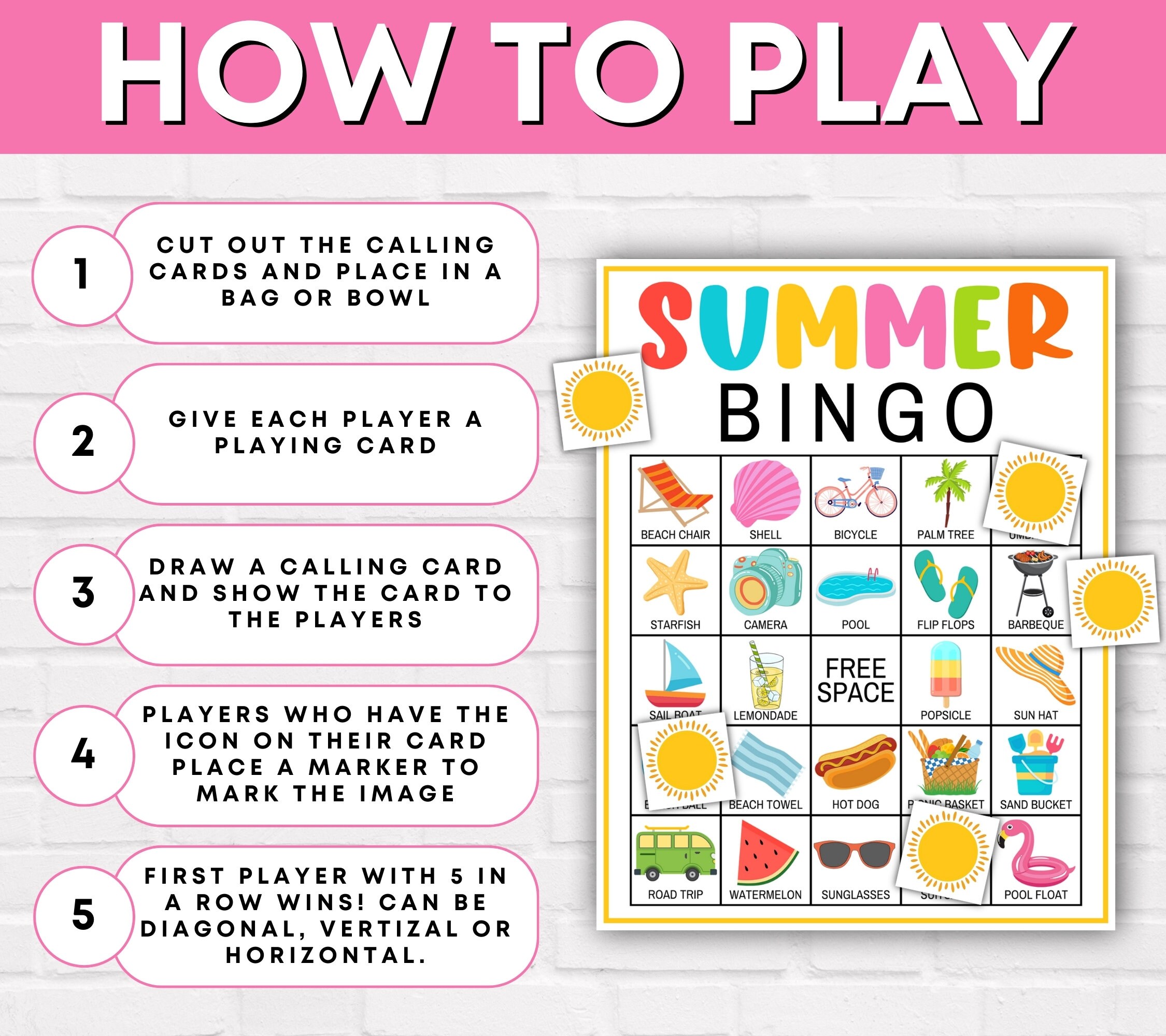 30 Summer Bingo Cards Printable Game, Summer Birthday Party Bingo Game ...