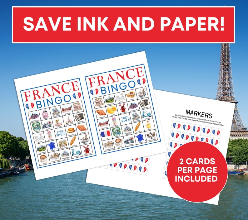 90 France Bingo Cards Printable Game, Paris France Travel Bingo Boards ...