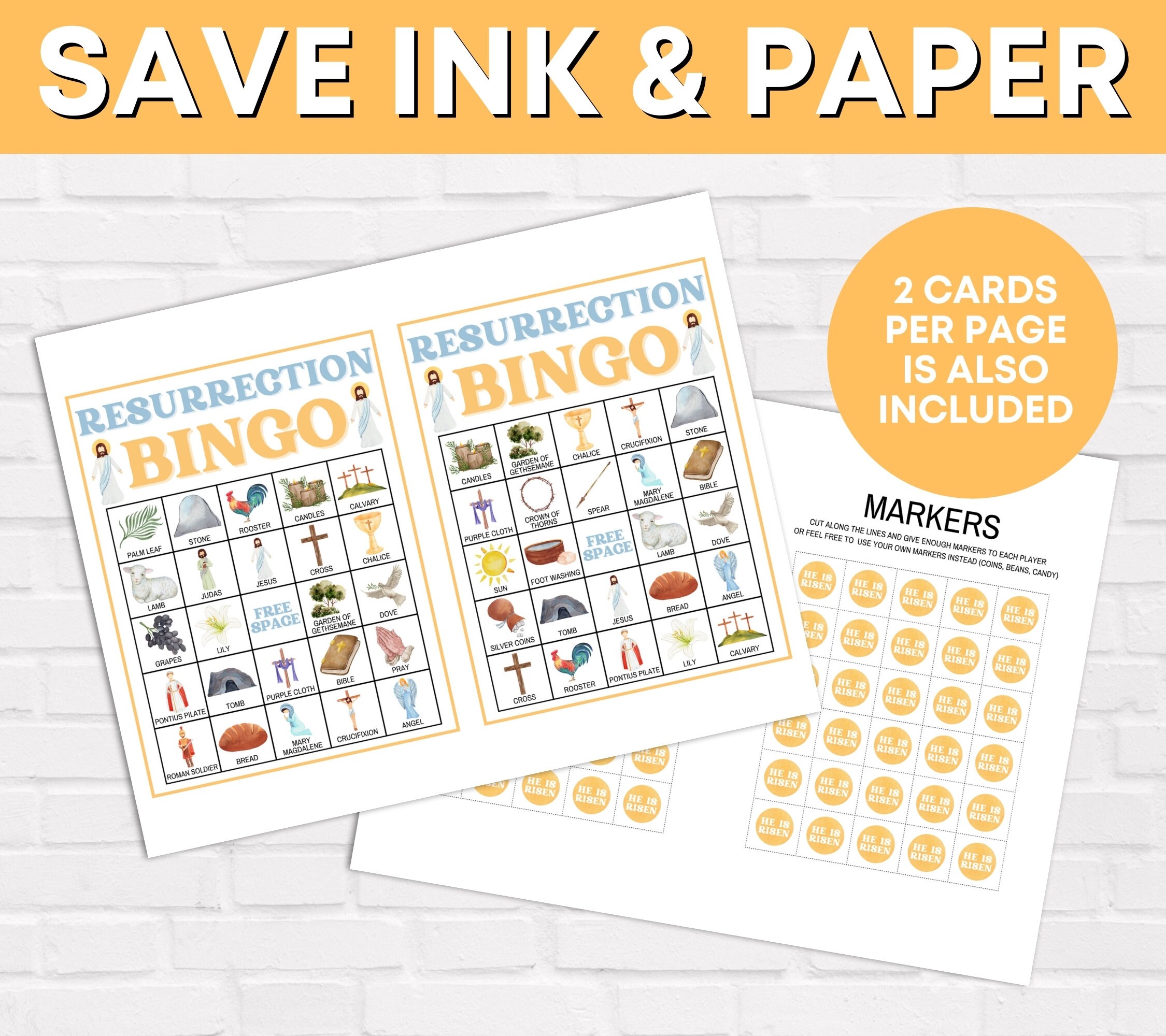 90 Resurrection Bingo Cards Printable Game, Easter Sunday Bible Bingo ...