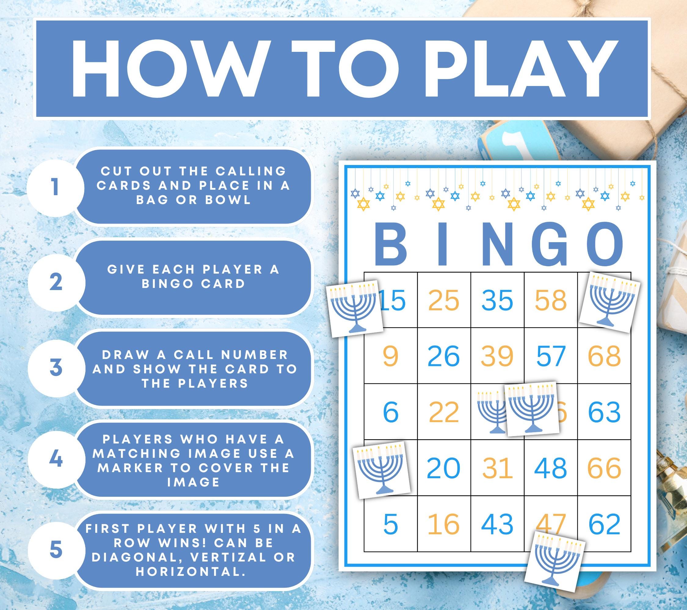 30 Hanukkah Bingo Cards Printable Game, Hanukkah Party Bingo Boards ...