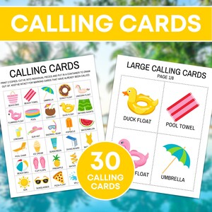 60 Pool Party Bingo Cards Printable Game, Summer Pool Party Birthday ...