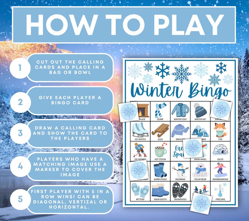 30 Winter Bingo Cards Printable Game,winter Bingo Board Activity for ...