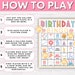60 Birthday Bingo Cards Printable Game, Pastel Kids Birthday Bingo ...