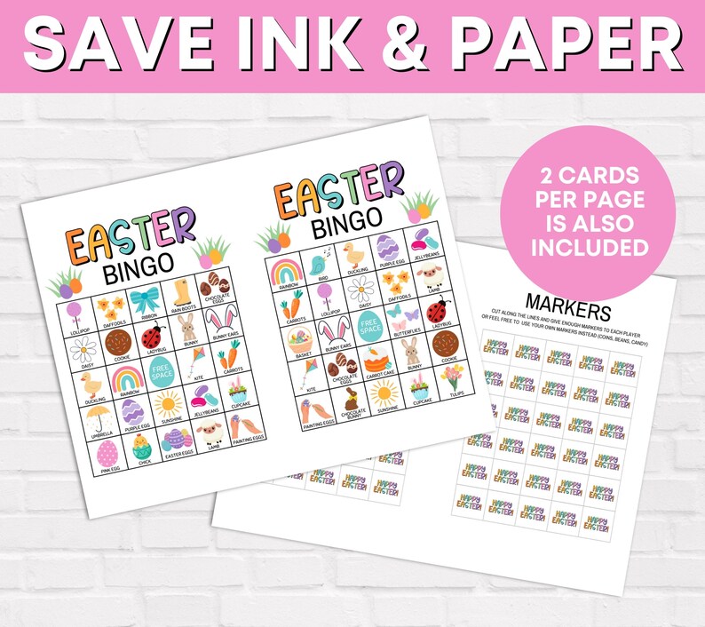 60 Easter Bingo Cards Printable Game, Easter Bingo Boards Activity for ...