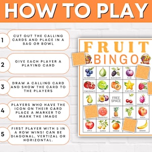 120 Fruit Bingo Cards Printable Game, Fruit Bingo Boards Game, Fruit ...