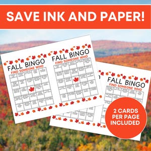 30 Fall Mingle Bingo Cards Printable Game, Fall Autumn Find Someone Who ...