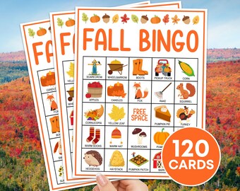 30 Fall Bingo Cards Printable Game, Fall Autumn Bingo Boards, Fall ...