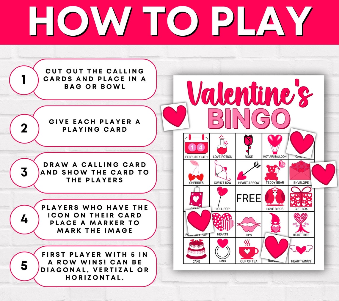 30 Valentines Bingo Game Cards Printable, Valentine's Day Bingo Cards ...