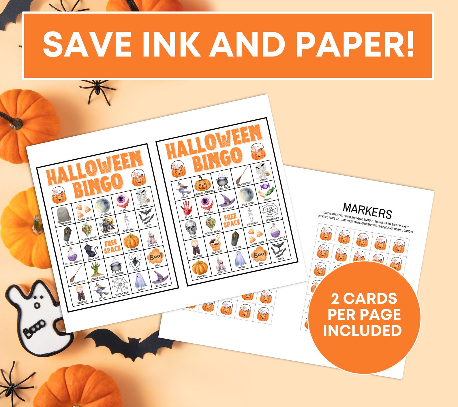 30 Halloween Bingo Cards Printable Game,halloween Fall Bingo Boards ...