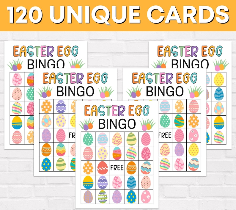 120 Easter Bingo Cards Printable Game, Easter Bingo Boards Activity for ...