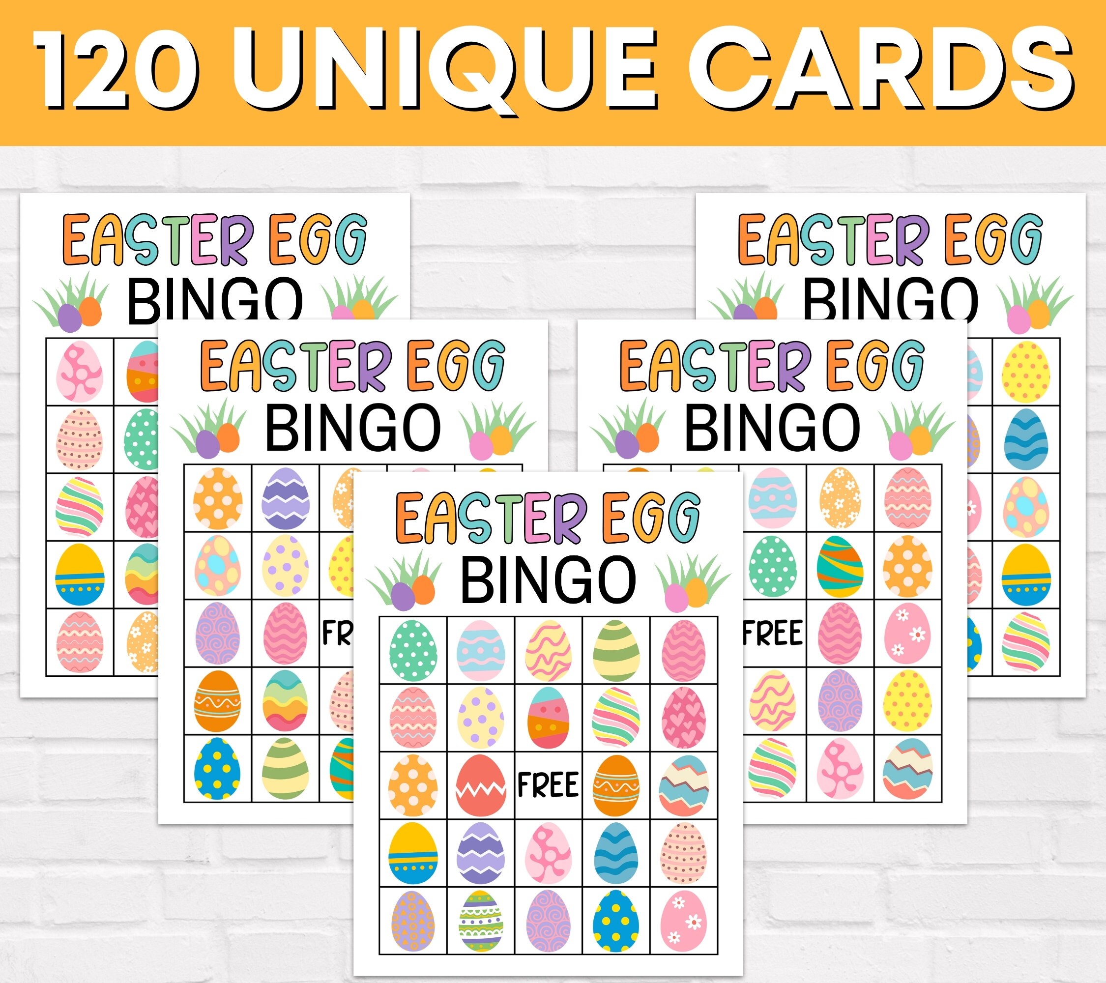 120 Easter Bingo Cards Printable Game, Easter Bingo Boards Activity for ...