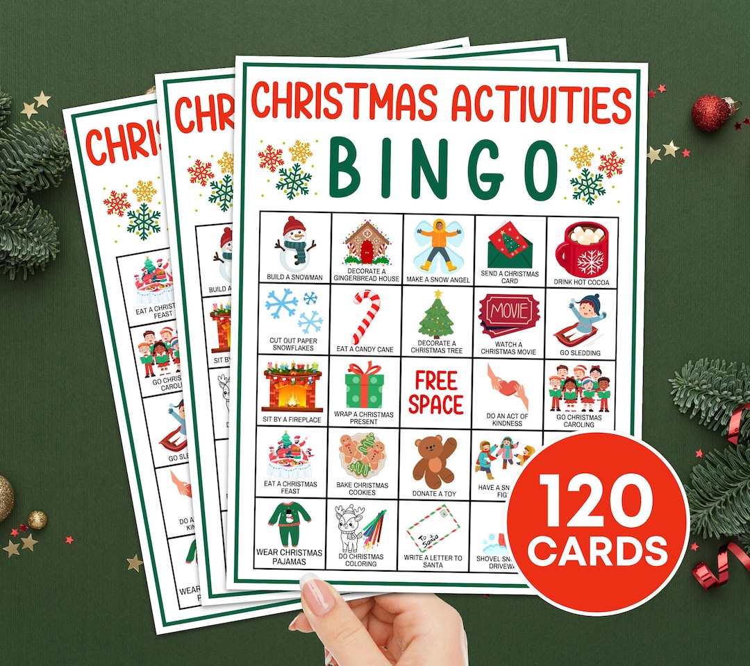 120 Christmas Bingo Card Printable Game,christmas Bingo Board,christmas ...