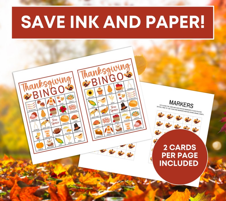 30 Thanksgiving Bingo Cards Printable Game,thanksgiving Fall Bingo ...