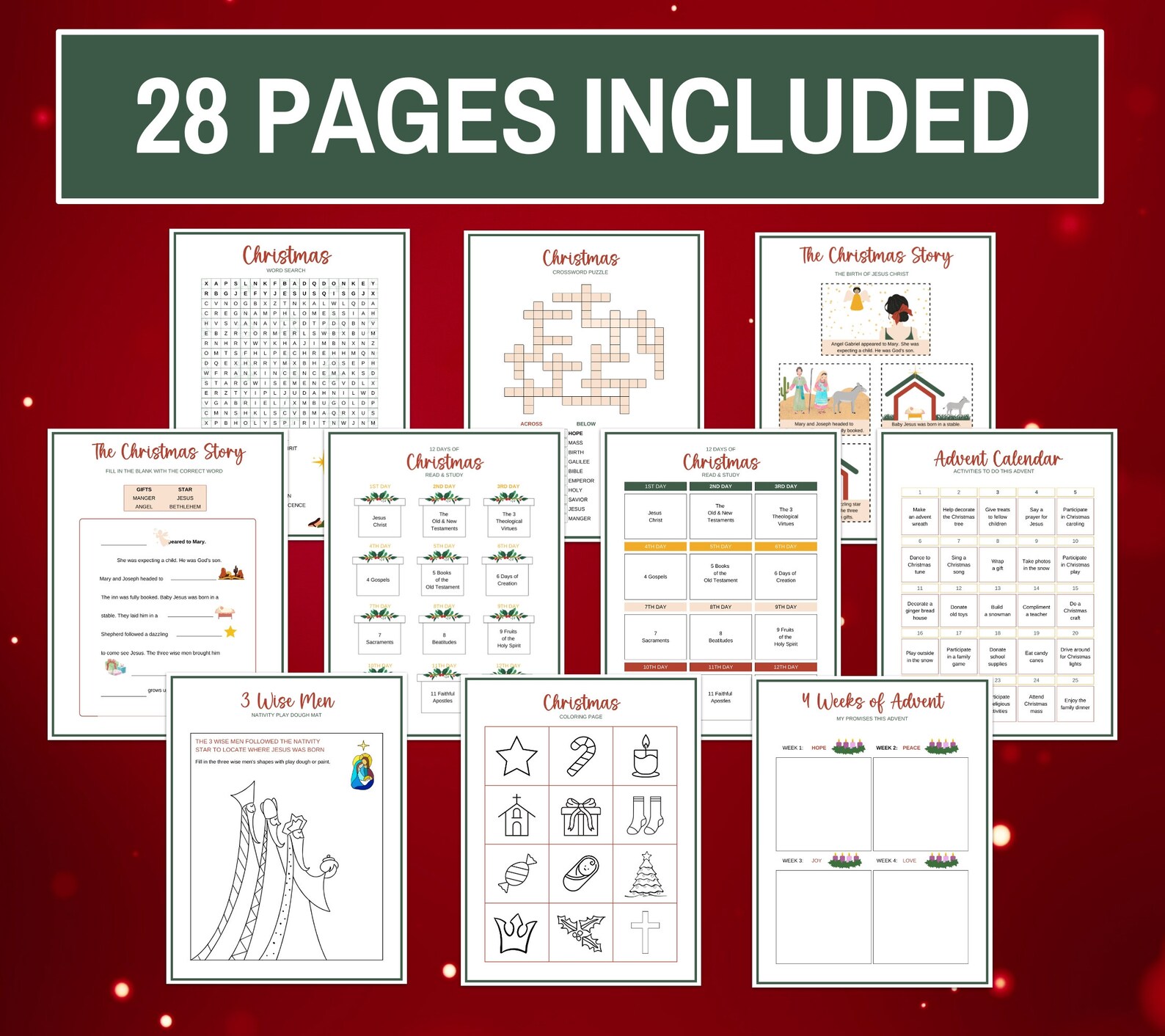Religious Christmas Kids Activity Printable Bundle, Christian Catholic ...