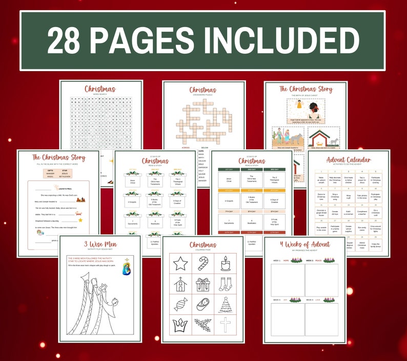 Religious Christmas Kids Activity Printable Bundle, Christian Catholic ...