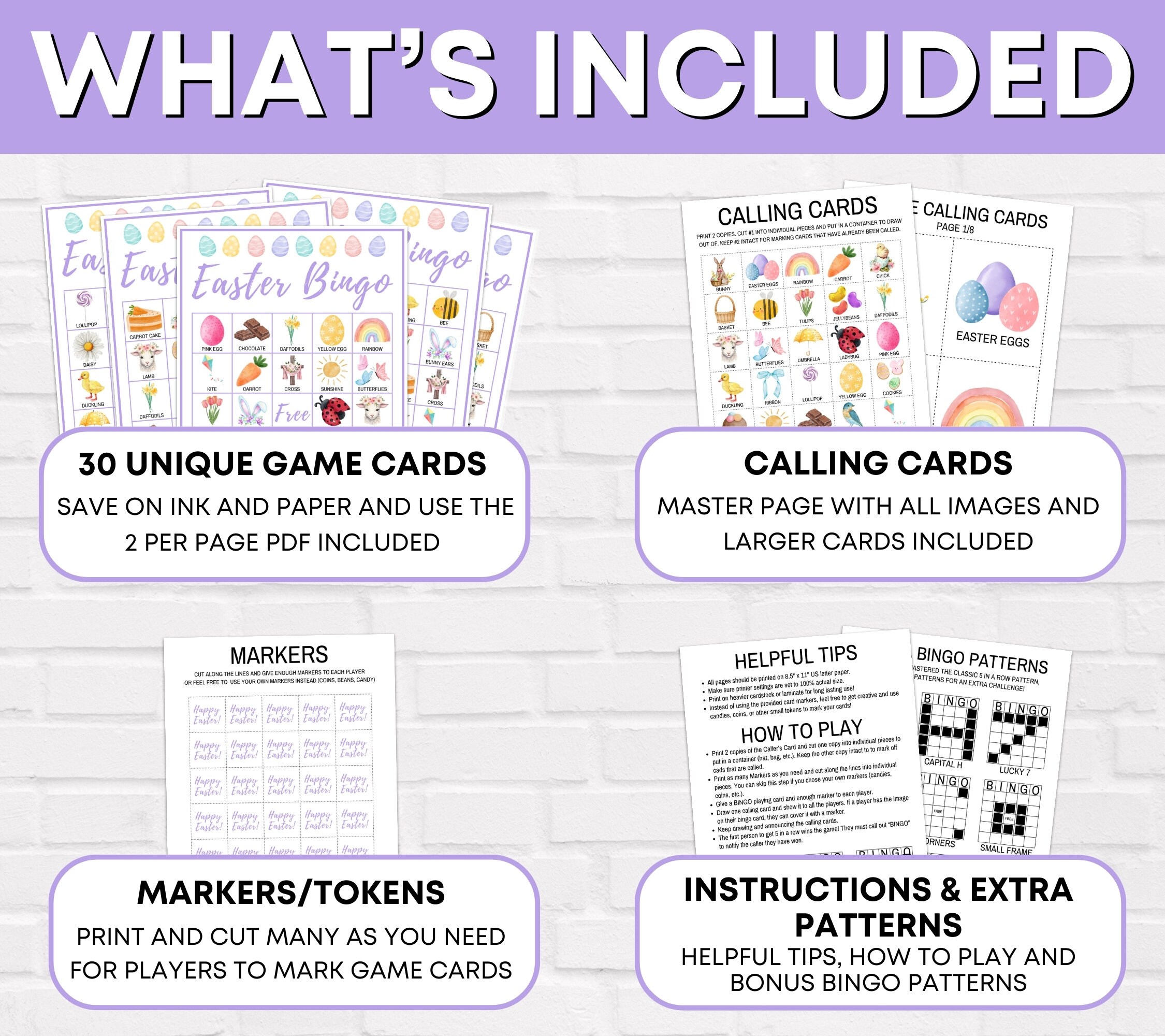 30 Easter Bingo Cards Printable Game, Easter Bingo Boards Activity for ...