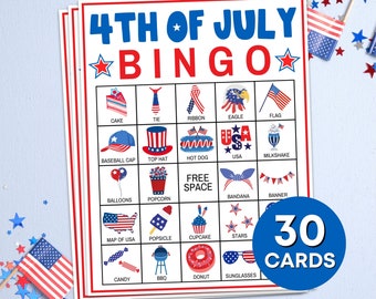 120 Fourth of July Bingo Cards Printable Game, 4th of July USA ...