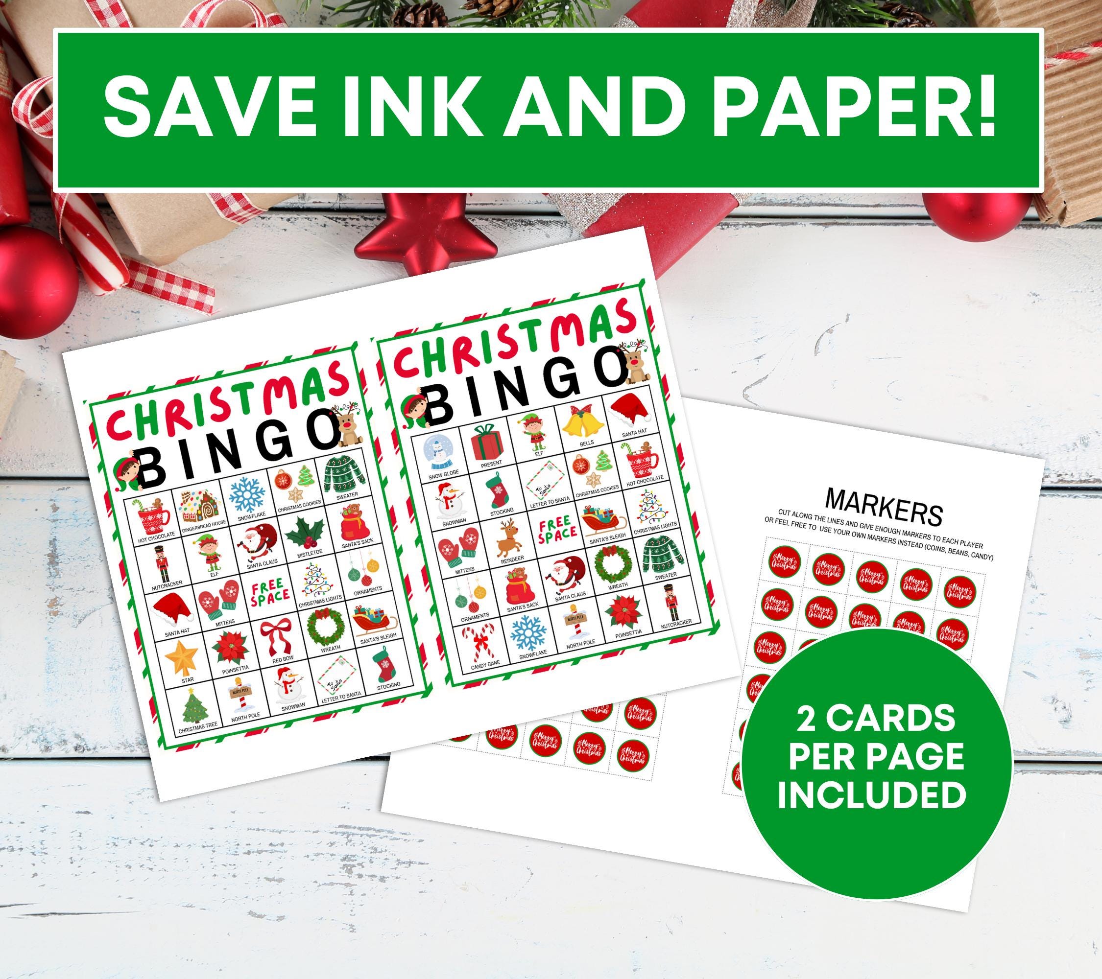 120 Christmas Bingo Cards Printable Game, Christmas Bingo Board ...