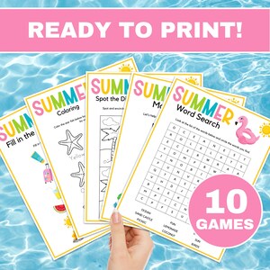 Summer Activities Games Printable Bundle, Kids Summer Activities Games ...